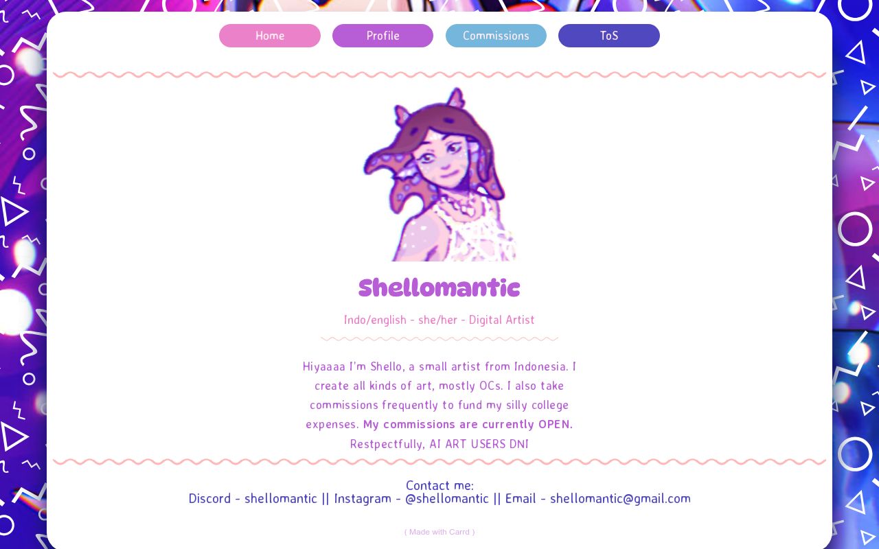 Shellomantic's Carrd